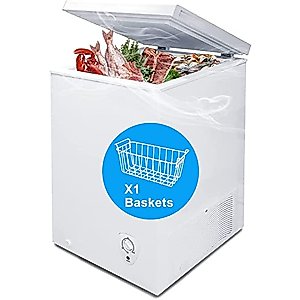 SMETA Deep Freezer Small 4.0 Cubic Feet, Chest Freezer Garage Outdoor Freezers, Freezer Chest Mini Thermostat Control, Compact Freezer for Apartment, Office, Kitchen with Flip-Up Lid, White