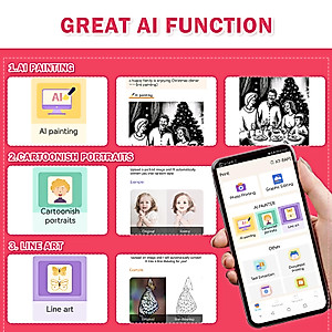 QYCHHJ Inkless Mini Sticker Printer Mini Thermal Printer with 6 Rolls Thermal Paper & Color Pen, Portable Pocket Printer Label Receipt Note Printer for Notes Journal Memo Photo Study, White