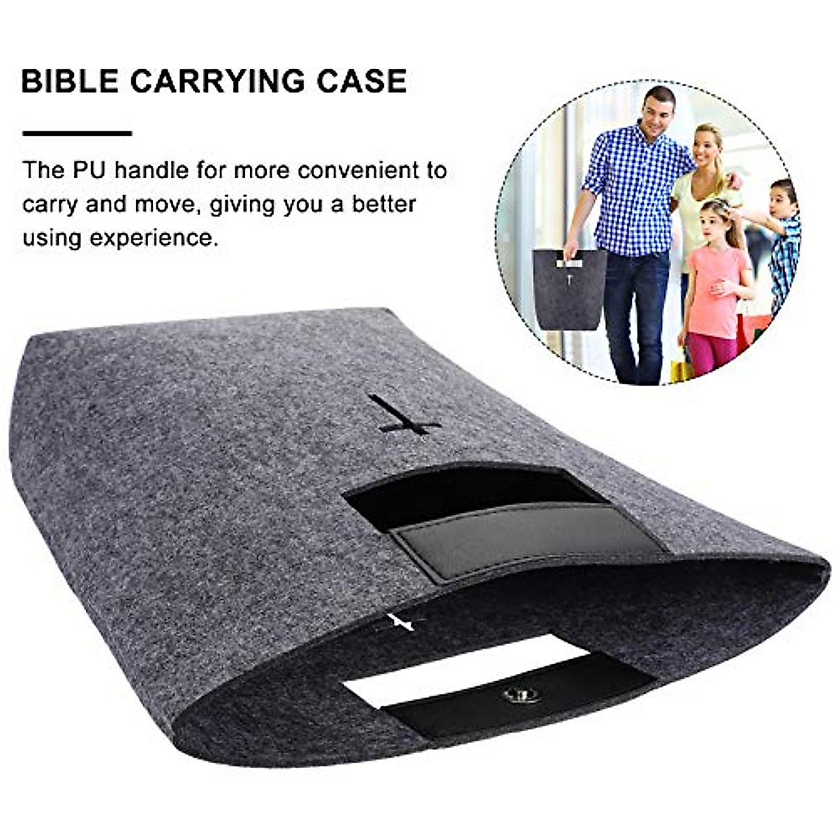 Operitacx 2pcs Holy Case Hollowed School Case, Work Grocery Church Handbag Grey Tote Cover Felt Shopping for Bag Study Bible Book Women Christian Cross Gifts Travel Gift Carrier