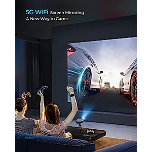 Smart Mini Projector with WiFi and Bluetooth, ViewComm iSpace2 Portable Pocket Projector with Adjustable Tripod, 220 ANSI Lumen, 360° Bluetooth Speaker, Android 9.0 Rechargeable Movie Projector