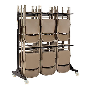 Safco Products Two-Tier Folding Chair Cart, 4199, Commercial Grade Steel, 84 Chair Capacity, Black,33.5"D x 64.5"W x 70.25"H