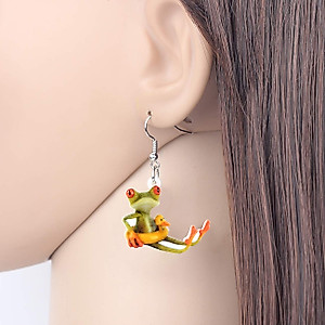 NEWEI Acrylic Sweet Cartoon Skateboard Frog Earrings Drop Dangle Big Long Fashion Animal Jewelry For Women Charms (Yellow)