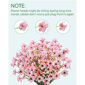 Omldggr 5 Pieces Artificial Violet Flowers Artificial Flowers Faux Violet Flowers Faux Plastic Plant Shrubs Greenery for Indoor Outside Garden Patio Porch Window Box Home Wedding Decoration(Pink)