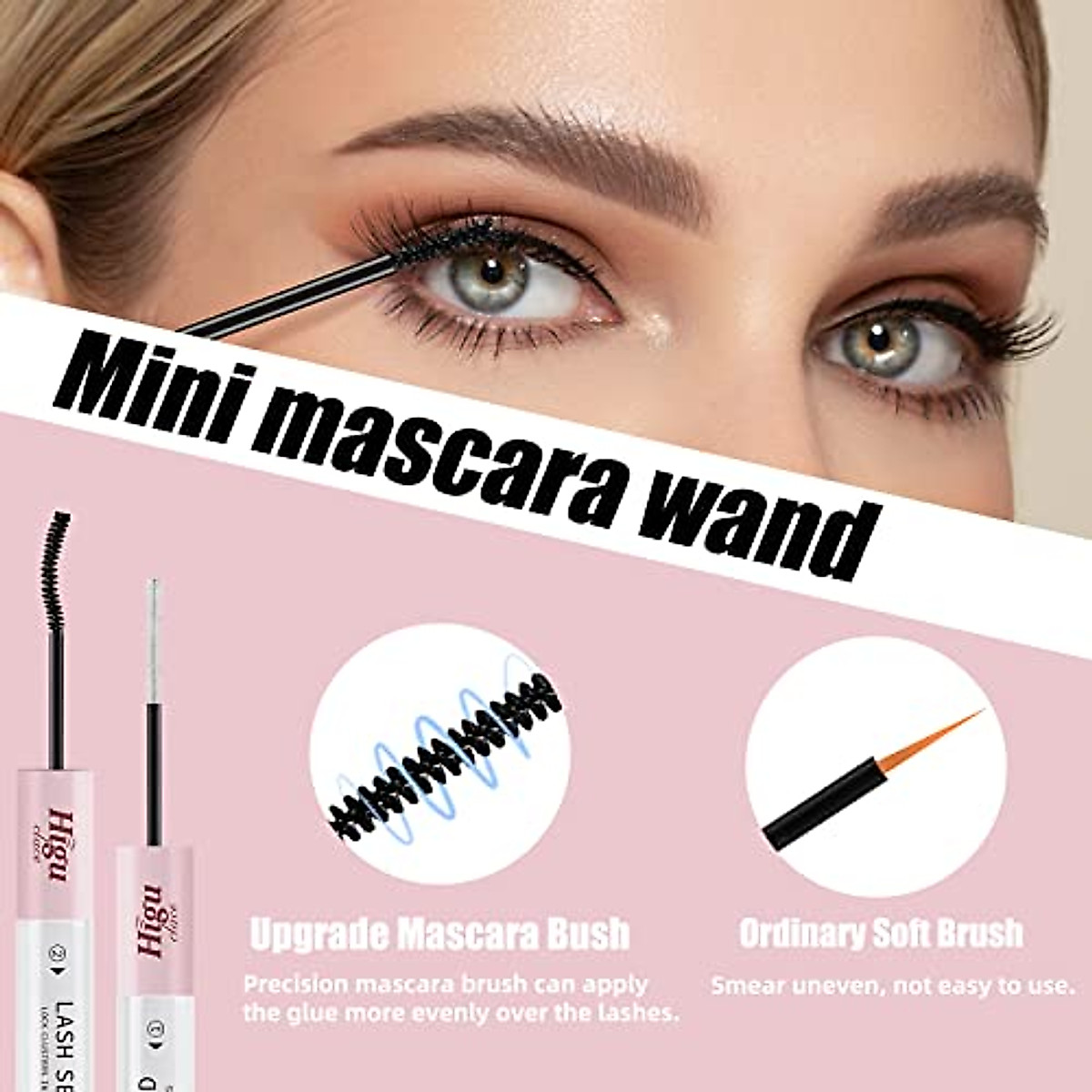Lash Bond and Seal, Cluster Lash Glue Mascara Wand DIY Eyelash Extension Bond & Seal Infused with Biotin & Vitamin E, Bond and Seal Lash Glue for All Day Wear Super Strong Hold 72 Hours