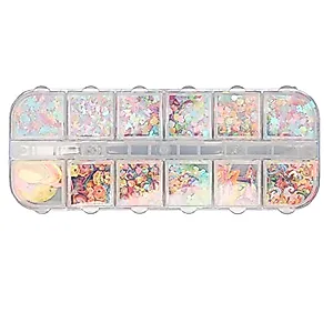 Okuyonic Art Glitter Sequins, Attractive Portable Wide Application Nail Decals Flakes for Nail Art Craft Makeup