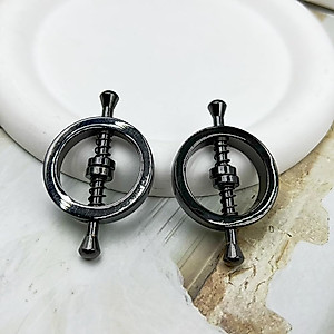 rgwtgkyh 2Pcs Fake Nipple Piercings Stainless Steel Non-Piercing Nipples Shields Rings Nipple Rings Nipple Jewelry non Piercing for Women (Black, Adjustable)