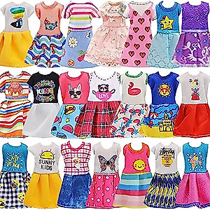 UNICORN ELEMENT 11 Packs 5.3 Inch - 6 Inch Girl Doll Clothes and Accessories, 3 Dresses, 3 Boy Doll Outfits (3 T-Shirt, 3 Pants), 2 Shoes, 1 Headset 1 Toy Dog 1 Computer(NO Doll)