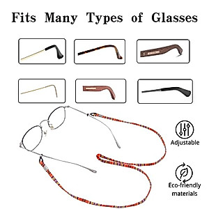 【10 Pieces】Glasses Strap Eyeglasses Holder, Eye Glasses String Strap, Anti-Slip Sunglasses Strap Chain with Hooks, Folk Style Glasses Lanyard Necklace Stylish Eyewear Retainer for Men Women (10pcs)