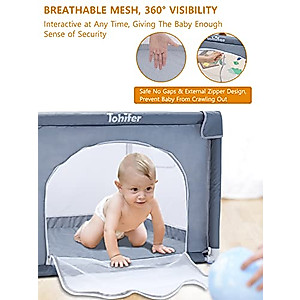 Baby Playpen, Baby Playard Small Space for Toddler with Gate, BPA-Free, Non-Toxic, Safe No Gaps Play Yards, Indoor & Outdoor Kids Activity Center with Anti-Collision Foam Protection - 36"x36"x26.5"