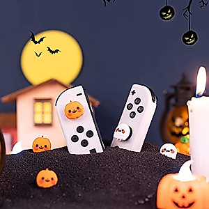 GeekShare Cute Silicone Halloween Joycon Thumb Grip Caps, Joystick Cover Compatible with Nintendo Switch/OLED/Switch Lite,4PCS - Pumpkin Ghost