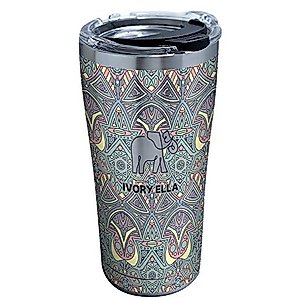 Tervis Triple Walled Ivory Ella Insulated Tumbler Cup Keeps Drinks Cold & Hot, 20oz - Stainless Steel, Mosaic Print