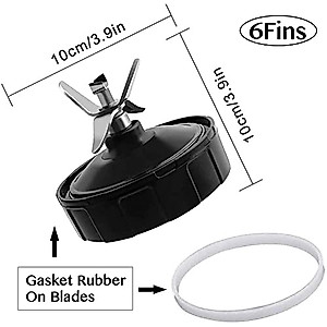10cm Diameter 6 Fins Extractor Blades Replacement Part with 24OZ Cups for Ninja Blender Only fit for Nutri Ninja Auto iQ BL450-70 BL451-70 BL454-70 BL455-70 BL482-70
