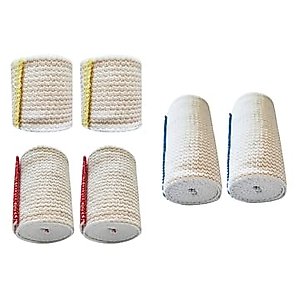Premium Elastic Bandages Combo - Self Grip Closure – Non-Latex – 2 x 2-inch, 2 x 3-inch and 2 x 4-inch Wide Compression Bandages - Ideal for Sports, Soreness, Injury and Support