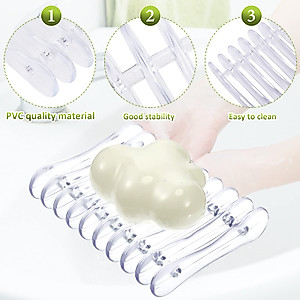 4 Pieces Plastic Bar Soap Holder Soap Tray Soap Saver Bar Dish Self Draining Soap Dishes for Soap Sponge Dryer Bathroom Toilet Shower Kitchen Restaurant Counter (Clear)