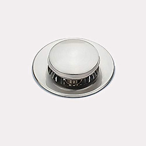 Vessel Sink Drain Stopper Without Overflow, Lavatory Bathroom Pop Up Drain, Brushed Nickel