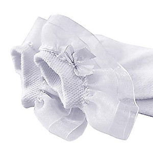 Looching 6 Pairls Baby Toddlers Girls Ruffle Frilly Socks Cotton Princess Lace Top Mesh Dress Socks with Bowknot