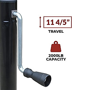 Side Wind Trailer Jack | 5000lb Capacity A-Frame | 14 4/5" Travel | Excellent Powder Coating | Great for Trailers, Campers, Boats, & More | BJ-5000SW-1