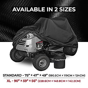 Tough Cover Riding Lawn Mower Cover, Extreme. 600D Marine Grade, Universal Fit Tractor, Heavy Duty, Covers Against Water, UV, Dust, Dirt, Wind for Outdoor Garden Storage (Black)