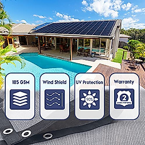 VICLLAX Shade Fabric Sun Shade Cloth Privacy Screen with Grommets for Patio Garden Pergola Cover Canopy 8x12 FT, Grey