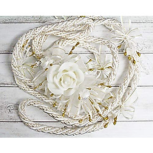 Beautiful White Ivory Gold Intertwine Silver Embellishment Accent Rope Migajon Lazo Wedding Lasso Traditional Lazos De Boda Tradicional Bridal Gift Box