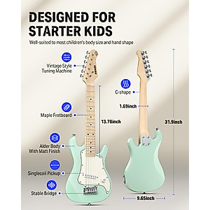 Donner 30 Inch Junior Electric Guitar Beginner Kit ST Style Mini Electric Guitar Starter Package for Teens with Amp, 600D Bag, Tuner, Picks, Cable, Strap, Extra Strings DSJ-100