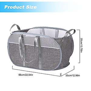 2PCS Collapsible Laundry Baskets, Tear Proof Pop Up Laundry Hamper with Handles, Foldable 65L Large Capacity Dirty Cloths Basket, Lightweight Mesh Clothes Hamper for Home, Laundry Room, Dorm, Travel