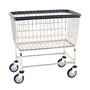 R&B Wire® 200F Extra Large Heavy Duty Wire Laundry Cart | 4.5 Bushel | Steel Frame with Chrome Finish | Commercial Laundry Basket | Industrial Bumper | 5" Clean Wheel System™ Casters