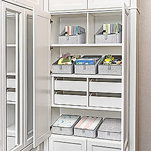 DIMJ Closet Baskets, 3 Packs Trapezoid Storage Cube Bins, Fabric Baskets for Closet Shelves, Foldable Closet Bins for Toys, Baby Toiletry, Office Supplies, DVD, Book