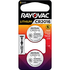 Rayovac CR2016 Battery, 3V Lithium Coin Cell CR2016 Batteries (2 Battery Count)