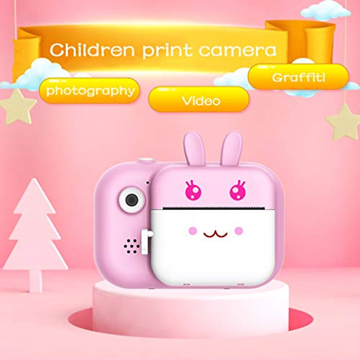 Zeerkeer Instant Print Camera for Kids 1080P HD Children Selfie Video Digital Camera with 2.4'' IPS Screen and 32GB TF Card for 3-12 Years Boys Girls Gift (Pink)