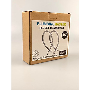 PLUMBINGMASTER 36'' Faucet Hose Connector, 3/8" Comp x 1/2" FIP Braided Stainless Steel Faucet Water Supply Lines for Bathroom Kitchen Sink Faucet 2Pcs