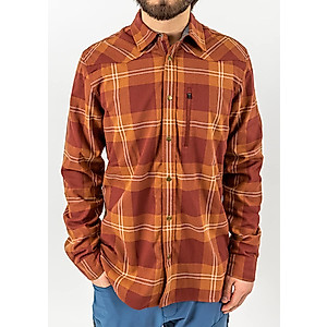 Club Ride Men's Griffin Flannel Shirt Jacket - Rugged Elegance, All-Day Comfort - Ideal for Biking and Casual Wear - Spiced Auburn - Large