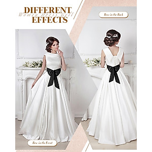 Glitopper Women Chiffon Sash Belt Dress Sash Waist Bridal Wedding Belt 50s Belt Accessories 3'' Wide(Solid Black, Classic Style)