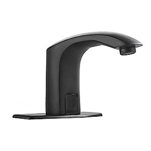 Automatic Bathroom Faucet Black Touchless Solid Brass Motion Activated Bath Tub Lavatory Basin Sink Vanity Aerator One Hole Brass Mixer Tap Touch-Free