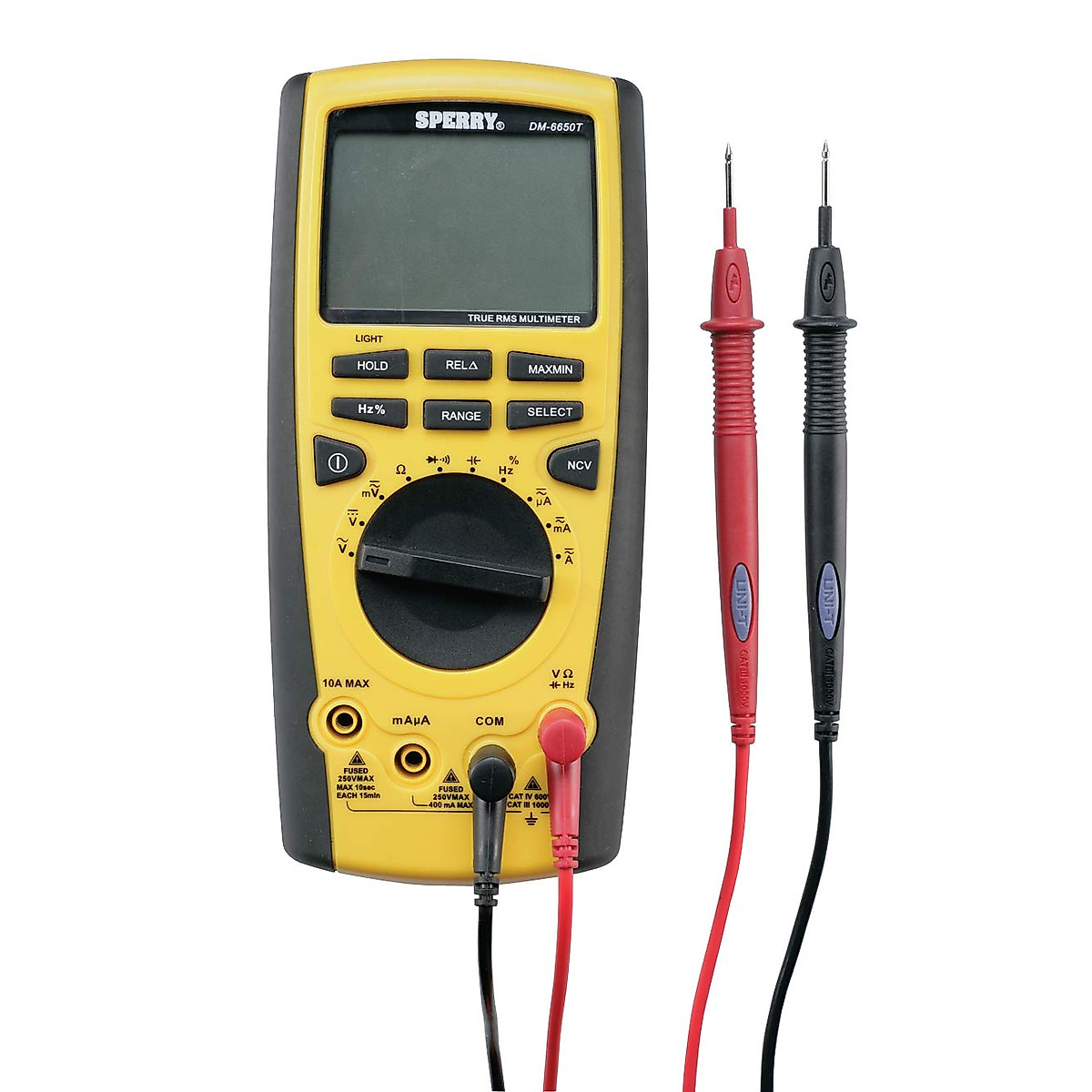 Sperry Instruments DM6650T True RMS Digital Multimeter, 10 Function, 750/1000V AC/DC, 10A Current, Continuity, 10 Auto Range