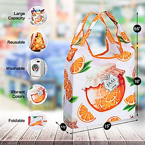 Atpylan Reusable Grocery Bags, Vibrant Shopping Bag for Groceries, Beach Gear & More, Ripstop, Folds into Pouch, 6 Pack