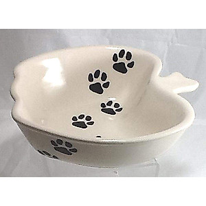 Apple Bowl Shaped Dish Paw Prints Pet Lover Stocking Stuffer Polish Pottery