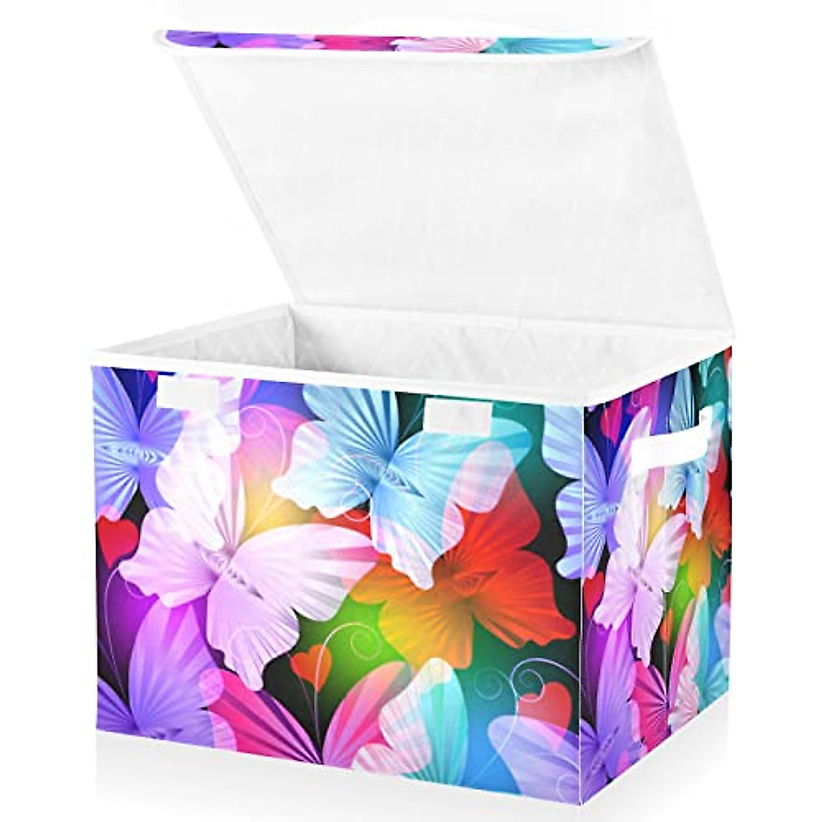 innewgogo Butterflies Storage Bins with Lids for Organizing Closet Organizers with Handles Oxford Cloth Storage Cube Box for Dog Toys