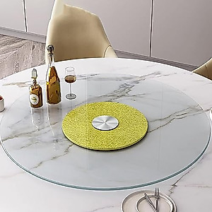BBAUER Glass Lazy Susan Turntable, Swivel Glass with Base, with Aluminum Alloy Bearing, Smooth Swivel, for Kitchen Dining, Parties, Wedding