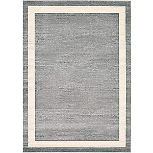 Unique Loom Del Mar Collection Area Rug-Transitional Inspired with Modern Contemporary Design, Rectangular 7' 0" x 10' 0", Gray/Ivory