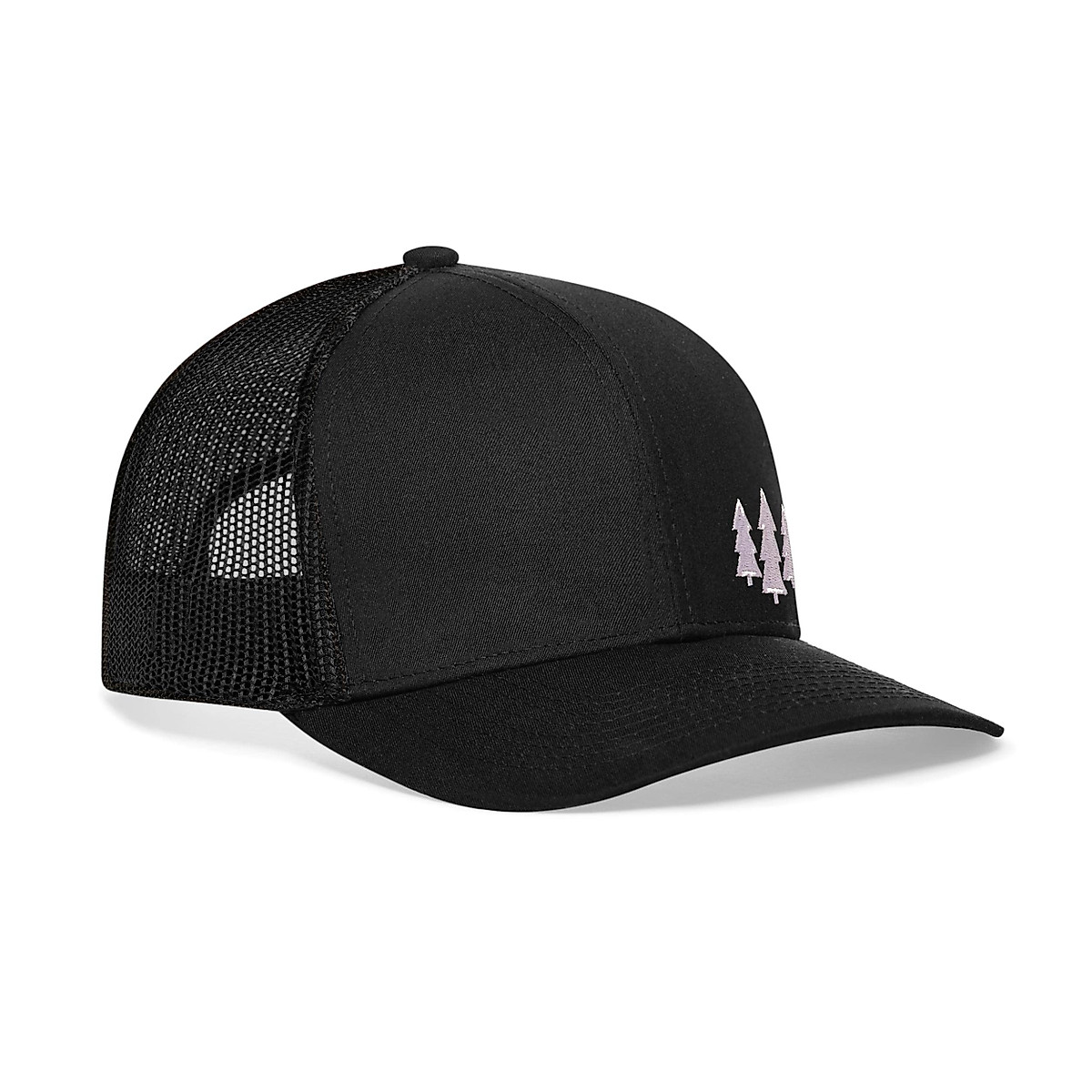 HAKA Pine Trees Embroidered Trucker Hat, Outdoor Hat for Men & Women, Adjustable Baseball Cap, Mesh Snapback, Golf Hat Black