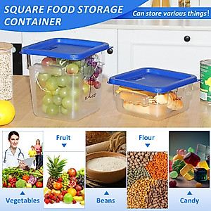 Yungyan 8 Pcs Restaurant Food Storage Containers with Lids Set 2Qt and 4Qt Commercial Restaurant Square Storage Containers Clear Food Cereal Container for Kitchen Freezer and Dishwasher Safe