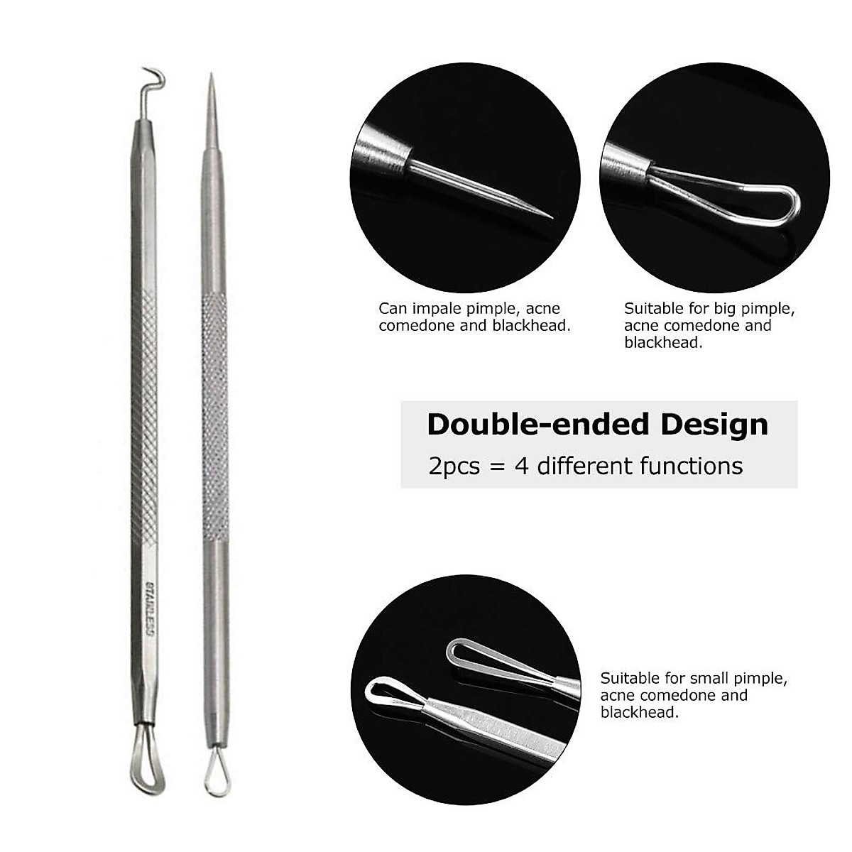 Pinkiou Blackhead Removers Comedone Pimple Popper Tool Acne Extractors Blemish Remover Ingrown Hair Tweezers Removal Kit Whitehead Remover Zit Treatment Skincare Tools for Face Nose, 8-in-1