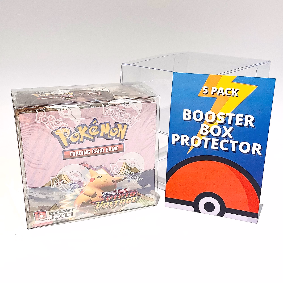 Pokemon Booster Box Protective Case (5 Pack) - Clear Plastic Display Box for Booster Box, Convenient, Stackable Storage Solution for Collectors Gifts Pokemon Cards Protector