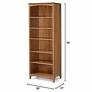 Camaflexi Shaker Style 6 Shelf Bookcase / Solid Wood / 72 inch Tall / Adjustable Shelving / Closed Back / Display Bookshelf for Living Room, Bedroom, Home and Office, Cherry