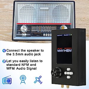 Portapack H2, 3.2in TFT Touch Screen Radio Transceiver 1MHz‑6GHz, SDR Radio Receiver Kit for Communication, 3.5mm Audio Jack USB Charge, Built-in Speaker and 2000mAh Lithium Battery