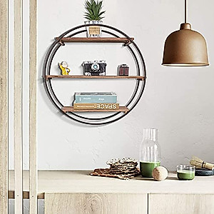 RiteSune Round Circle Wall Shelves, 3 Tier Hanging Floating Display Shelf Decor for Bedroom Living Room Office, 20"X7.5"