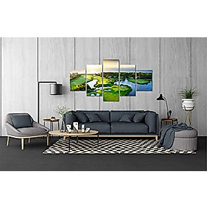 Golf Course Wall Art Sunrise Canvas Painting Sport Poster Prints Framed Picture for Living Room Office Bedroom Basement Home Decor (50Wx24H)