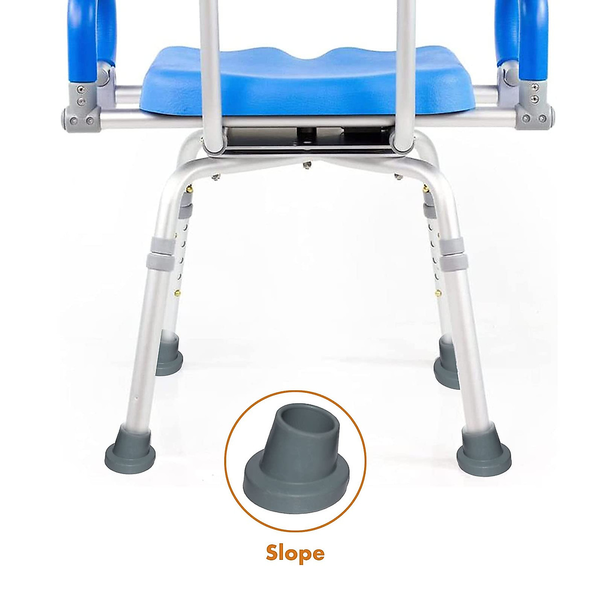Slope Replacement Feet for Shower Chair Bath Seat, shower stools and transfer bench, non-skid Shower Bench and Tub Transfer Benches Rubber Suction Cup Feet, Metal Insert Reinforced (slope, 1-1/8" I.D)