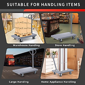 Heavy Duty Platform Truck Flat Cart,Steel Push Cart Dolly with 2200 LBS Capacity,Flatbed Cart with 360 Degree Swivel Handle,Metal Platform Cart for Material Handling (36"x24")